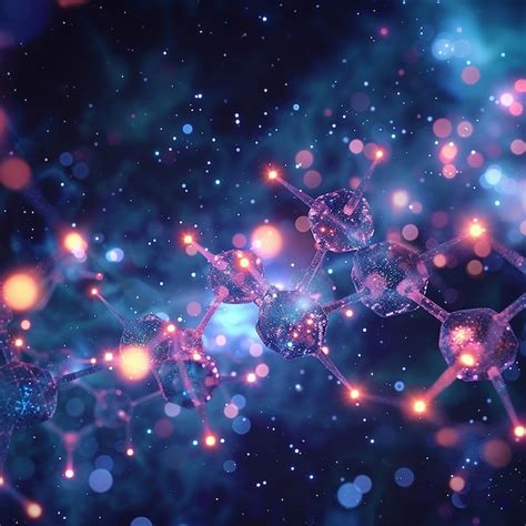Glowing Molecular Structure In Futuristic Galaxy Background Premium Ai Generated Image