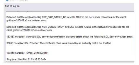 Networker Sql Backup Fails Nsrsqlsv Ssl Provider The Certificate