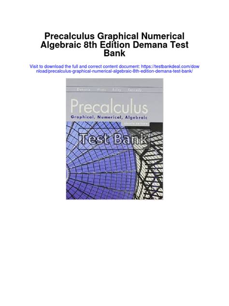Precalculus Graphical Numerical Algebraic 8th Edition Demana Test Bank Pdf Euclidean Vector