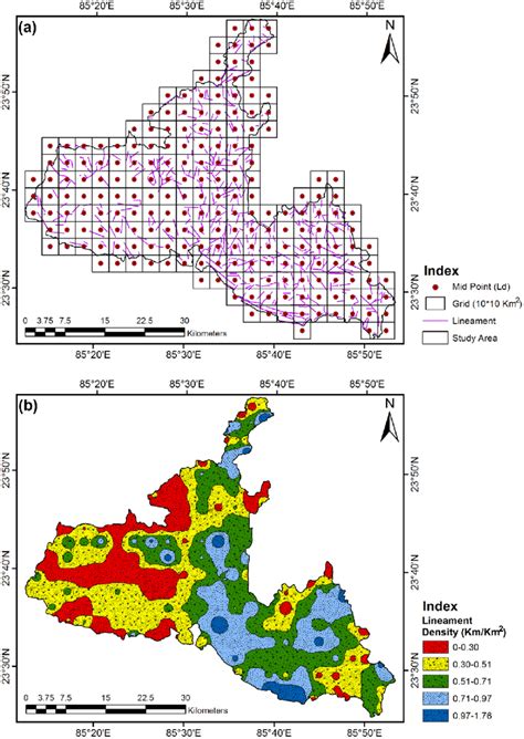 Map Showing The Distribution Of A Lineament B Lineament Density Map