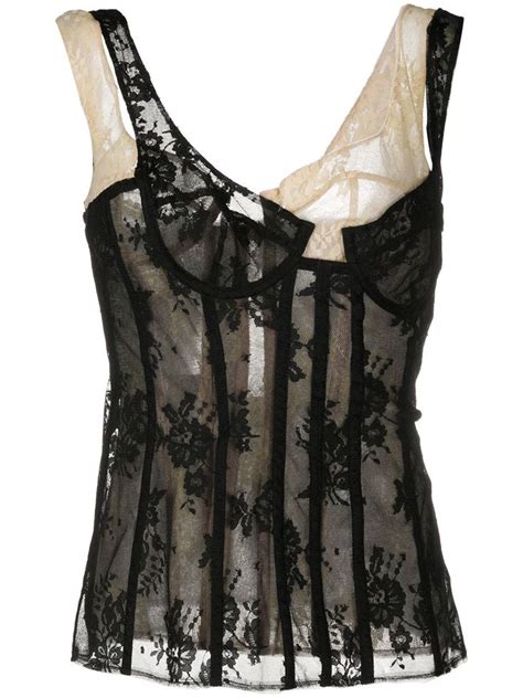 Natasha Zinko Lace Corset Top Black Lace Corset Top Denim Tank Top Corset Style Tops