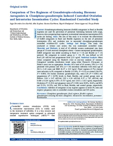 Pdf Comparison Of Two Regimens Of Gonadotropin Releasing Hormone