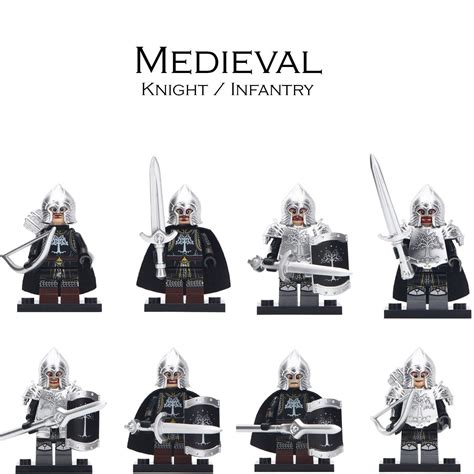 8pcsset Gondor Soldiers With Armour The Lord Of The Rings Minifigures