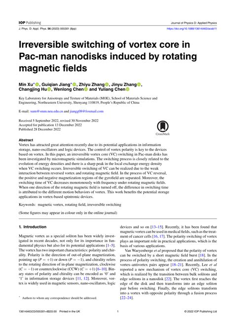 Irreversible Switching Of Vortex Core In Pac Man Nanodisks Induced By Rotating Magnetic Fields