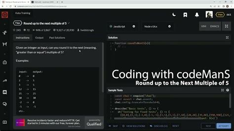 Codewars 7 Kyu Round Up To The Next Multiple Of 5 Javascript Youtube