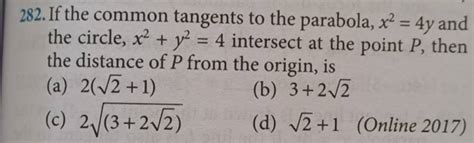 If The Common Tangents To The Parabola X24y And The Circle X2y24 Int