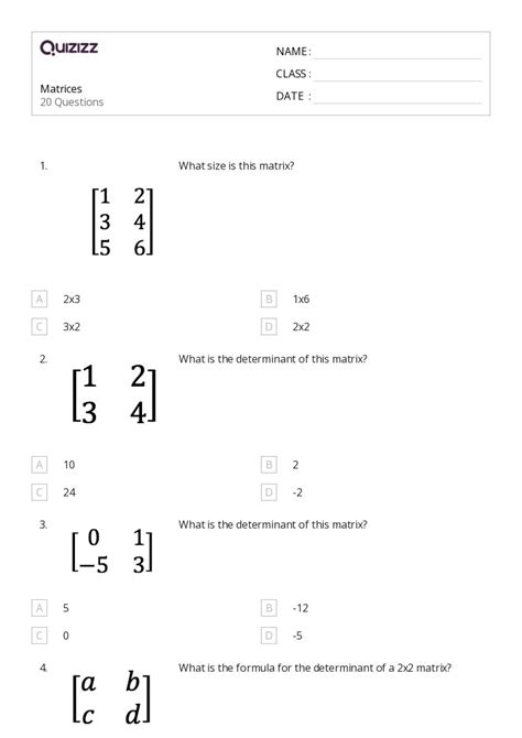 50 Matrices Worksheets For 10th Grade On Quizizz Free And Printable 50 Matrices Worksheets For 10th Grade On Quizizz Free And Printable