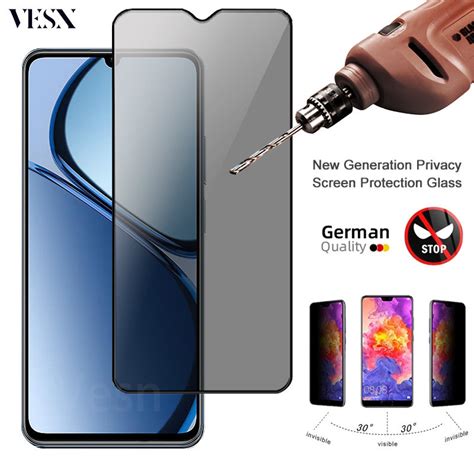 9D Full Anti Spy Privacy Tempered Glass Screen Protector For Realme C65