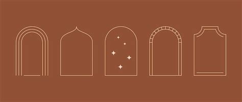 Premium Vector Linear Arch Frame Set In Minimal Boho Style Bohemian