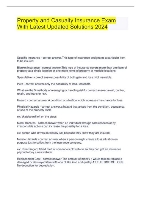 A Package Deal For Property And Casualty Insurance Exam With Latest Updated Solutions 2024