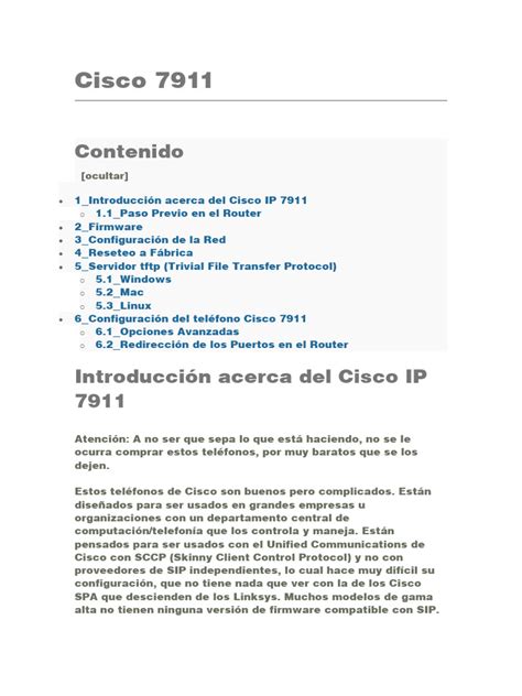 Cisco 7911 Pdf Dirección Ip Protocolo De Transferencia De Archivos