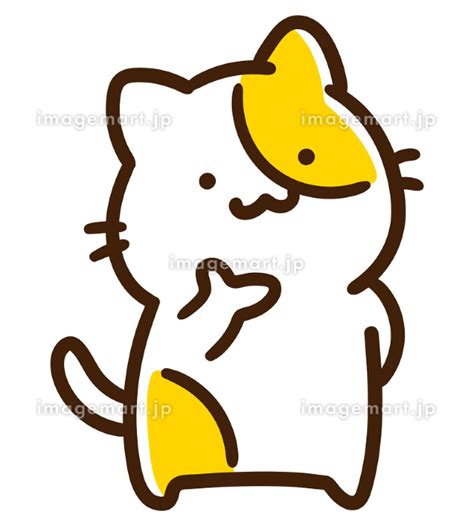 顎に手を当ててかわいいねこのキャラクターのデフォルメイラスト 229627334 イメージマート