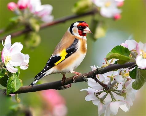 Premium Ai Image Little Bird Sitting On A Branch Of Blossom Apple