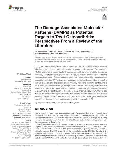 Pdf The Damage Associated Molecular Patterns Damps As Potential