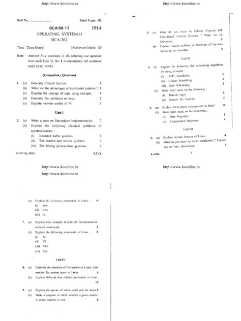 Bca 6 Sem Operating System 2 1914 May 2017 Pdf