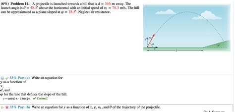 Solved 6 Problem 14 A Projectile Is Launched Towards A