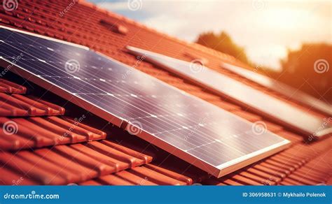 Solar Panels On The Roof Neural Network Ai Generated Stock Image