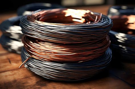Coils Of Copper And Steel Wire Industrial Industry Premium Ai