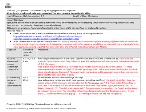 Module 12 Assignment 1 Lesson Plan Using A Language From Text