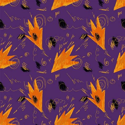 Premium Photo Abstract Orange Fire Dynamic Violet Pattern A Digital Illustration Hand Drawn