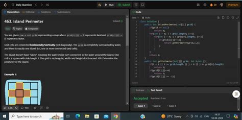 Amit Mishra On Linkedin Day13 Leetcode Day13 Islandperimeter