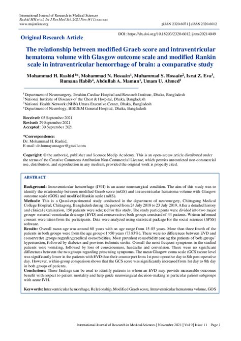 Pdf The Relationship Between Modified Graeb Score And