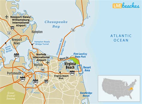 Map Of Virginia Beach Virginia Live Beaches