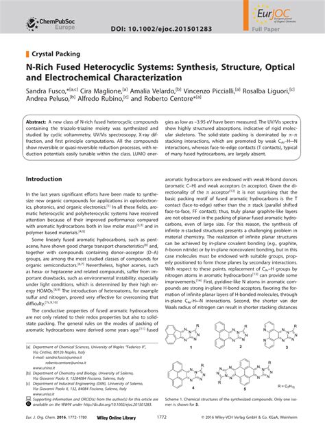 Pdf Cheminform Abstract N Rich Fused Heterocyclic Systems Synthesis
