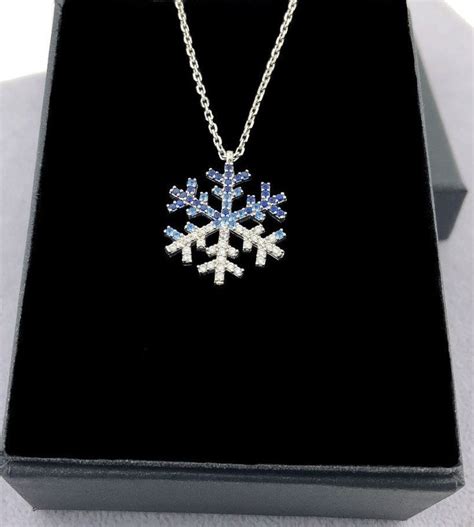 Silver Snowflake Necklace CZ Snowflake Pendant Winter Etsy Fancy