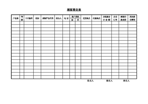 顾客移交表样本word模板顾客移交表样本word模板下载市场营销 脚步网