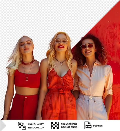 Premium PSD Amazing Feeling Happy With Two Women Posing In Front Of A