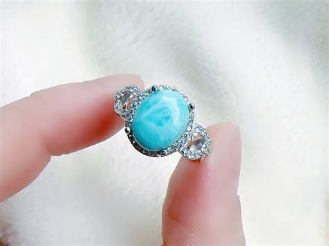 拉利瑪 海紋石 純銀戒指 奢華時尚 清新色澤 Esme Accessory戒指人氣榜 Pinkoi