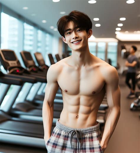 Premium Photo Young Asian Male Model Bright Smile Good Figure