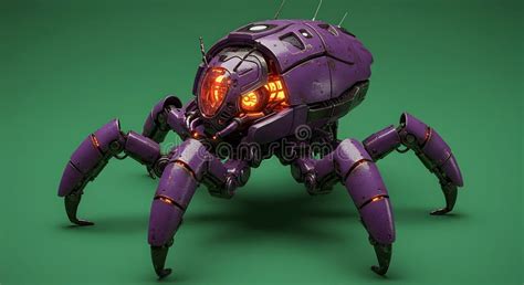 Vibrant Purple Spider Robot Generative Ai Stock Illustration Illustration Of Spider Backdrop