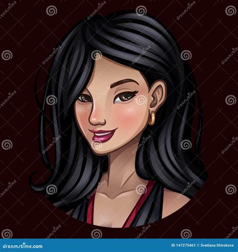 Portrait Of Beautiful Asian Girl Stock Vector Illustration Of