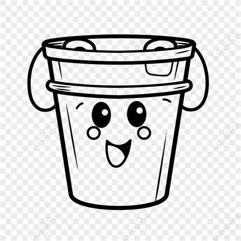 Emocoloring 개요 스케치 드로잉으로 어린이 만화 색칠 페이지를위한 행복한 양동이 만화 캐릭터 벡터선 그리기식기 Png 일러스트 무료 다운로드 Lovepik