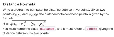 Solved Distance Formula Write A Program To Compute The Chegg