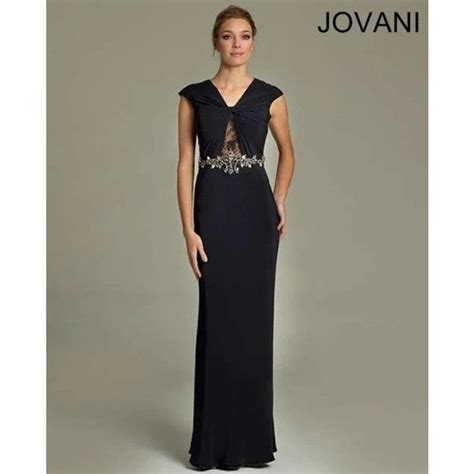 Jovani Dresses Jovani Black Cap Sleeve Embellished Waist Lace Back Long Evening Dress Poshmark