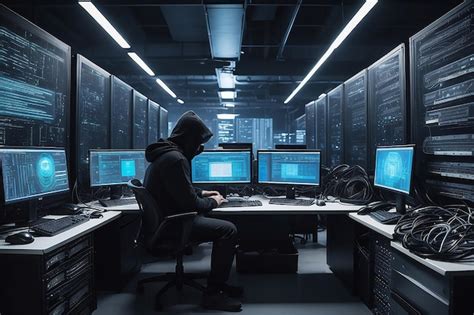 Premium Photo Masked Hacker Is Using Computer For Organizing Massive