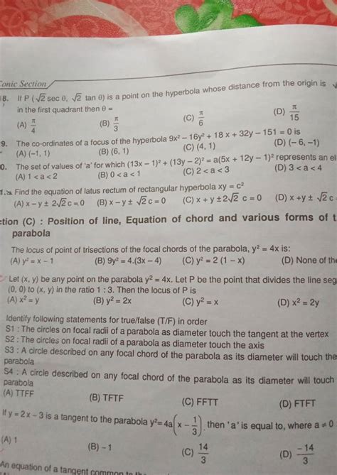 Find The Equation Of Latus Rectum Of Rectangular Hyperbola Xyc2 Filo