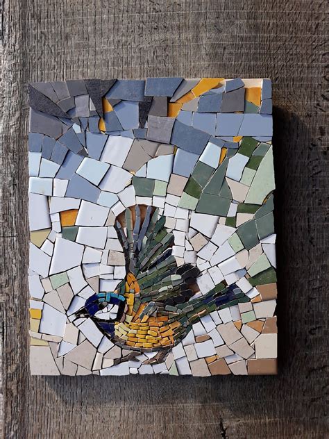 Mosaic Picture Long Taled Tit Housewarming Gift Mosaic Etsy