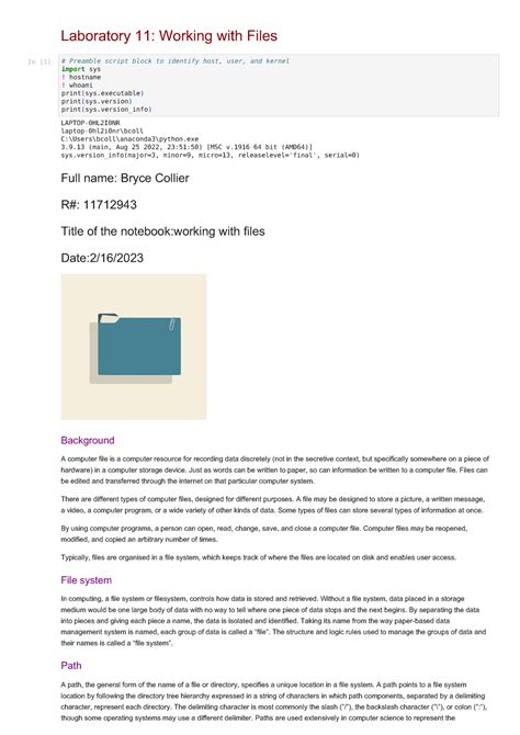 Lab11 Lab 11 Covering Working With Files Csv Laboratory 11