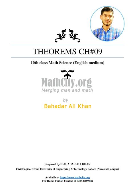 Solution Maths Class 10 Important Theorems Studypool