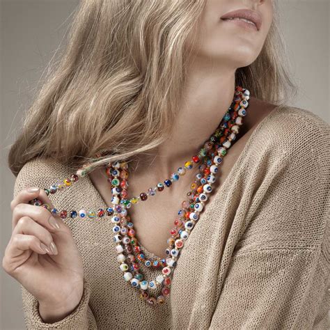Murano Necklaces Murano Mosaic Long Necklace Multicolor