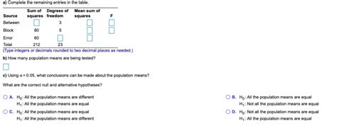 solved a complete the remaining entries in the table sum of