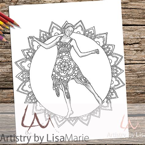 Mandala Contemporary Dancer Printable Coloring Page Artistry By Lisa
