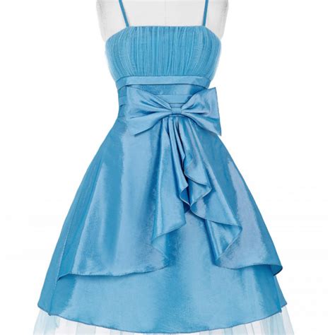 Spaghetti Straps A Line Satin Homecoming Dresses Bow Tie Women Dresses