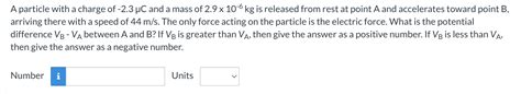 solved a particle with a charge of −2 3μc and a mass of