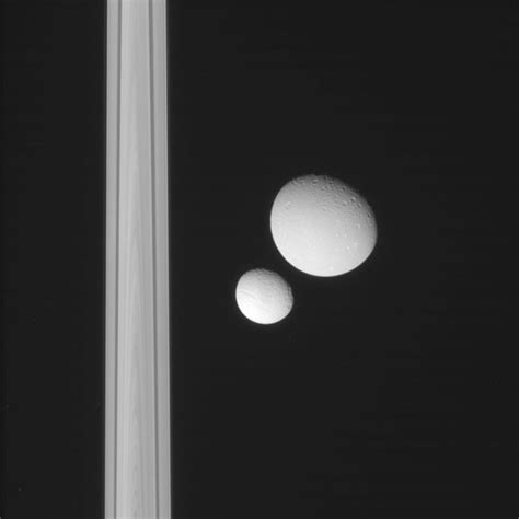 Nasa Cassini Image Tethys Dione And Saturns Rings Spaceref