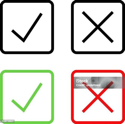 Checkmark Icons Green Tick And Red Cross Checkmarks Yes Or No Symbol